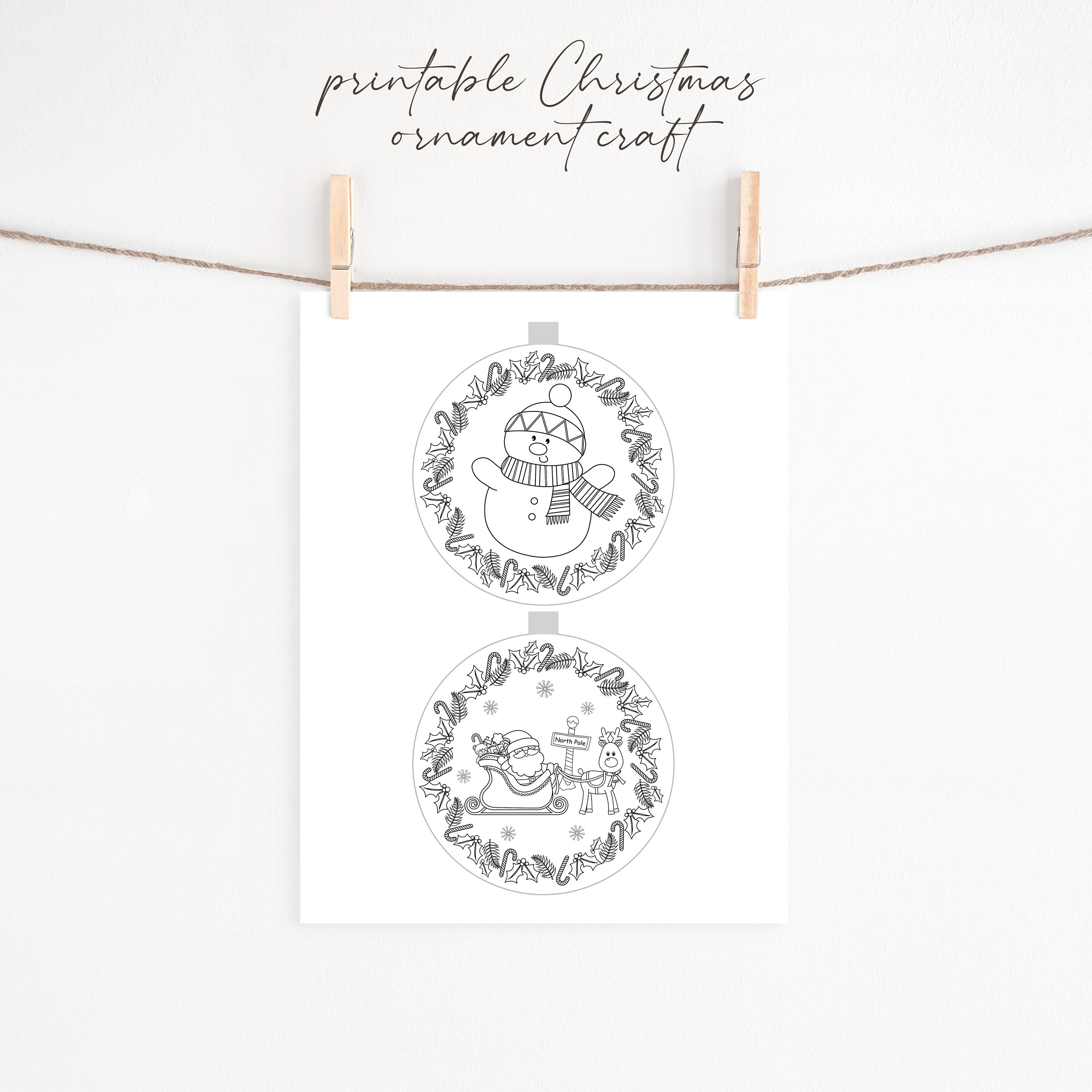 Printable Coloring Christmas Ornament Craft for Kids - Etsy