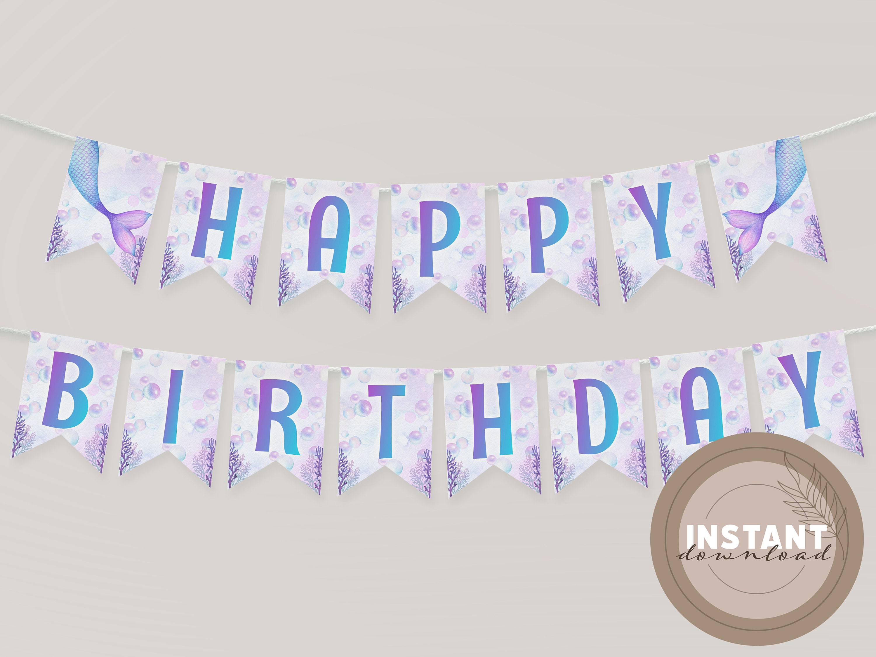Mermaid Birthday Banner | Printable - Etsy
