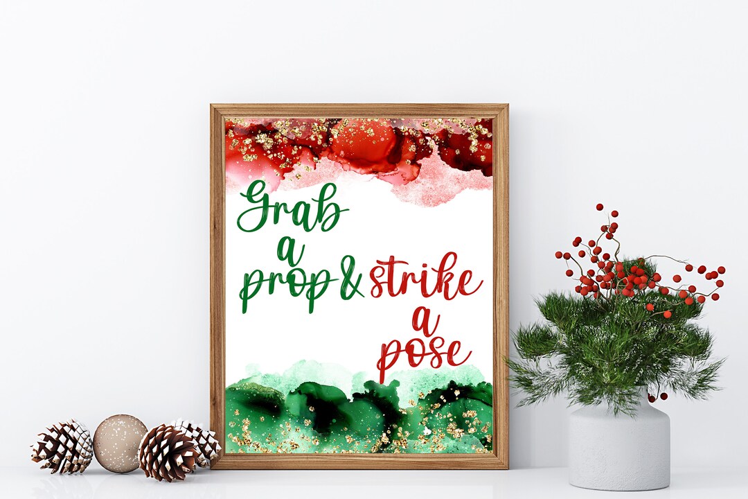 Printable Christmas Party Sign | Photo Booth | 8x10 Watercolor ...