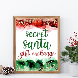 Printable Christmas Party Sign Secret Santa Gift Exchange 8x10 ...