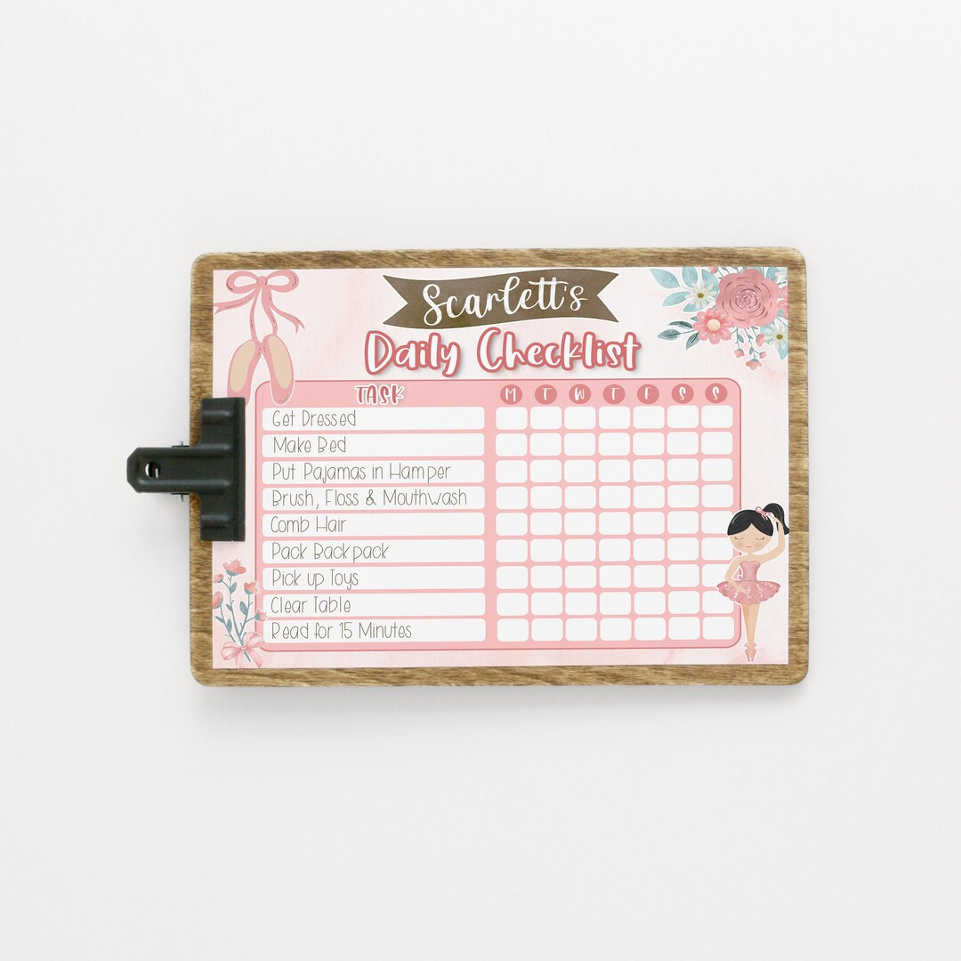 Personalized Kids' Chore Chart Checklist Template | Black Hair ...