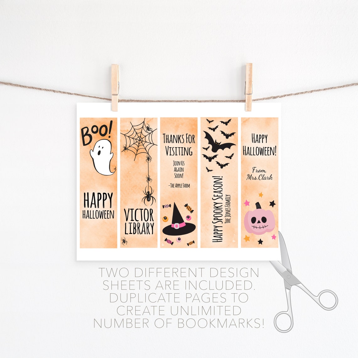 Editable Halloween Bookmark Template 2x7in Printable - Etsy
