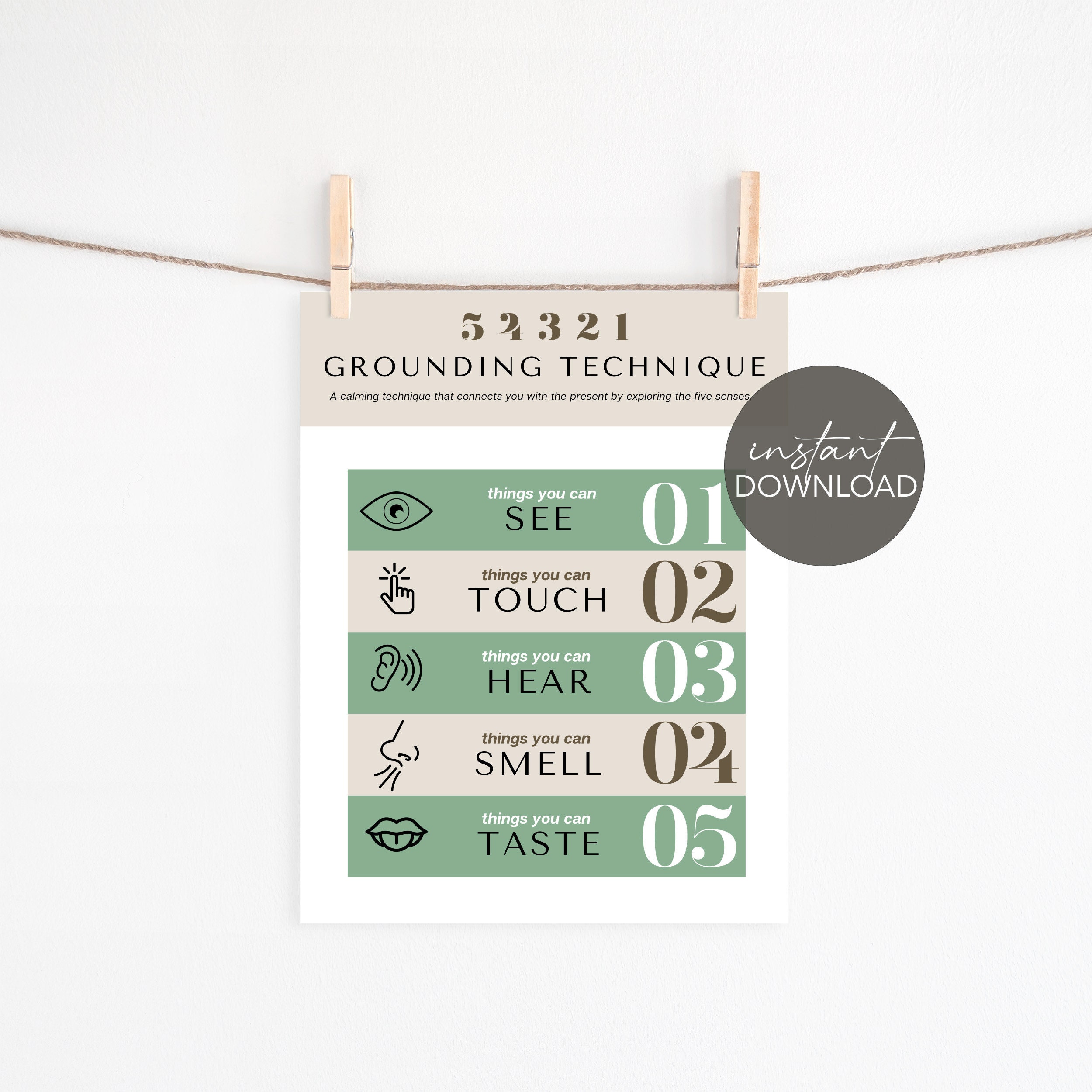 Printable Senses Grounding Technique Poster 8.5x11in - Etsy Australia