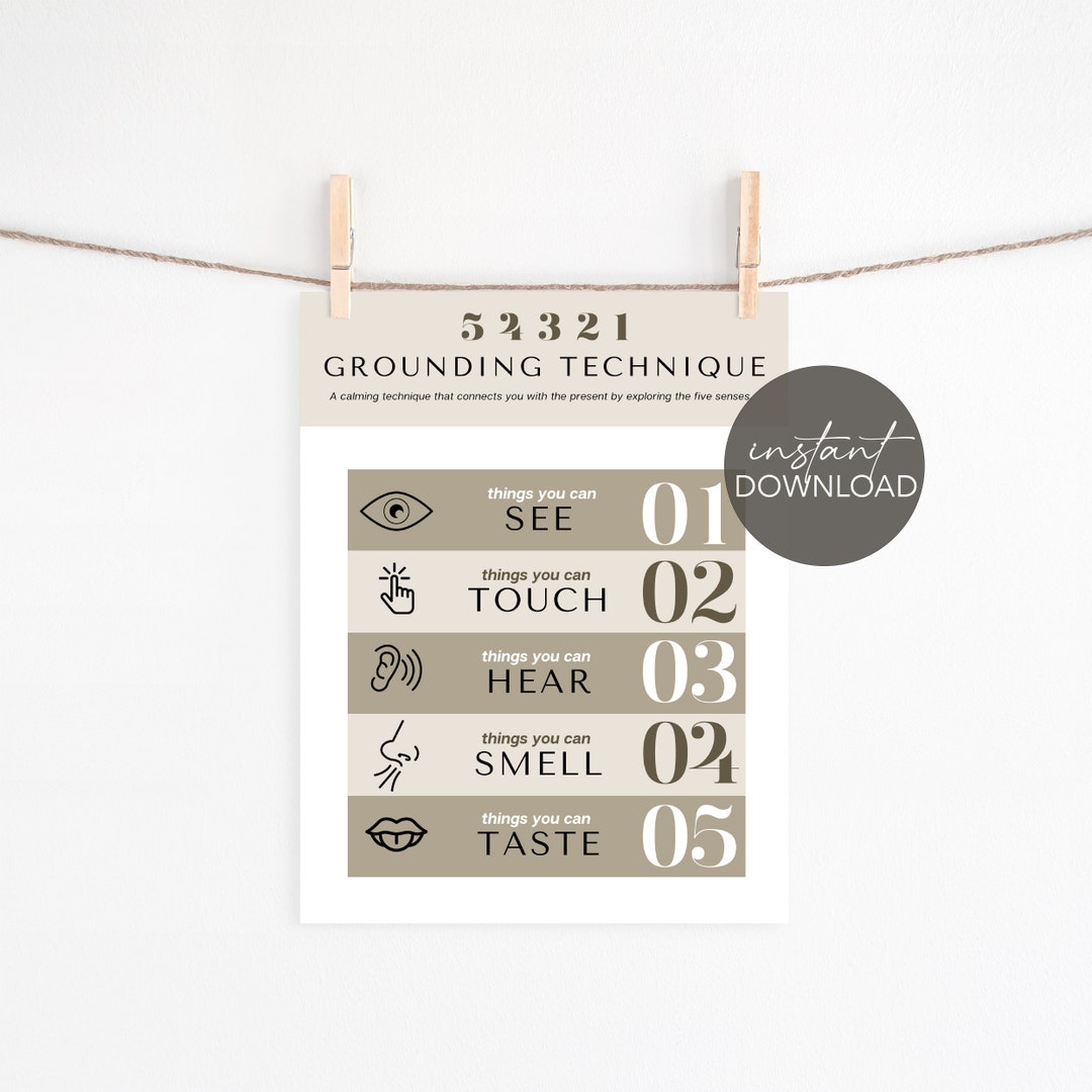 Printable Senses Grounding Technique Poster | 8.5x11in - Etsy