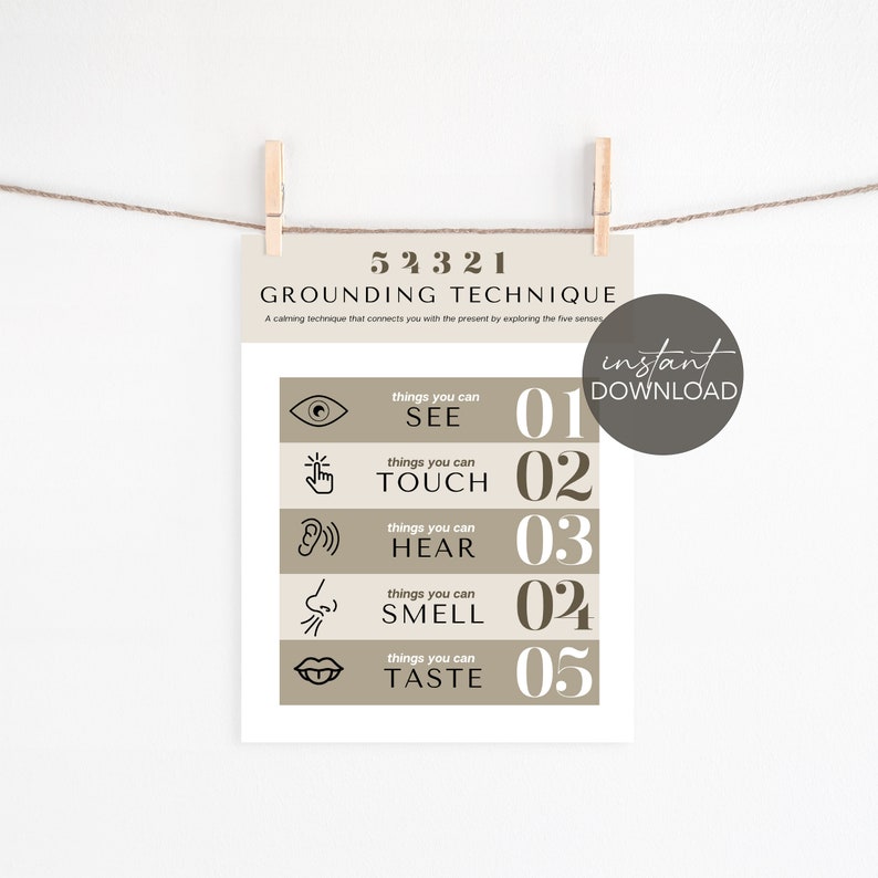 Printable Senses Grounding Technique Poster | 8.5x11in - Etsy