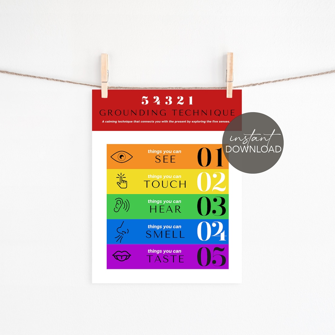 Printable Senses Grounding Technique Poster | 8.5x11in - Etsy
