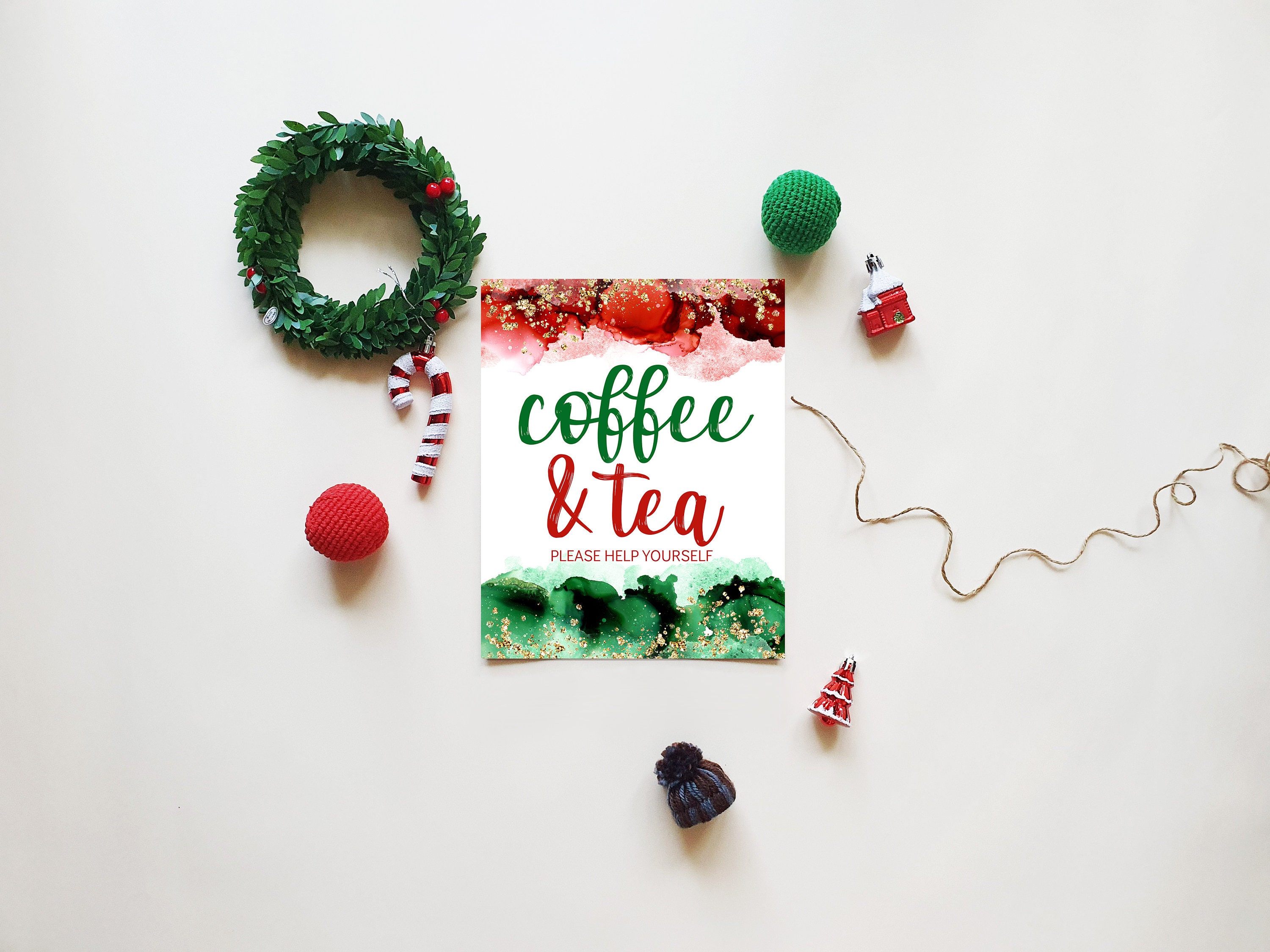 Printable Christmas Party Sign | Beverages | Coffee and Tea | 8x10 ...