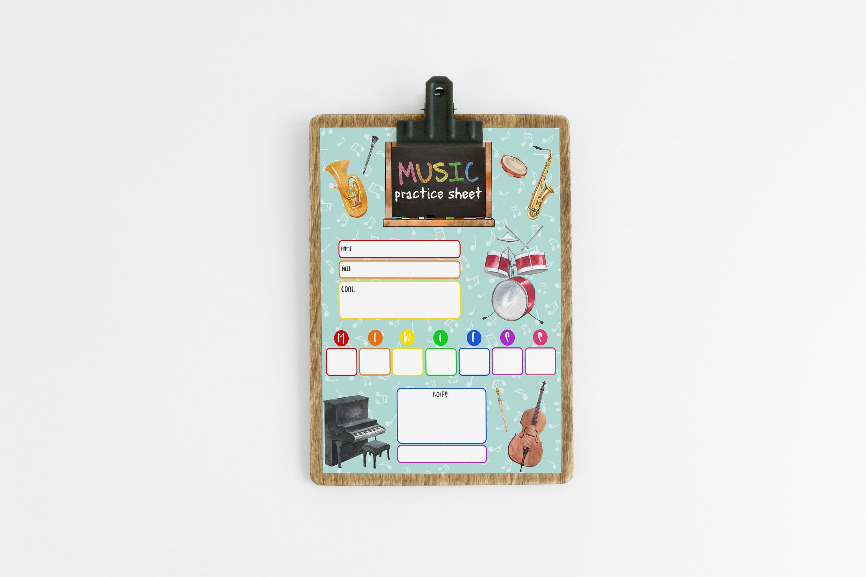 Printable Music Instrument Practice Log Chart Sheet | Band & Orchestra ...