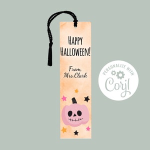 Editable Halloween Bookmark Template | 2x7in | Printable Personalized ...