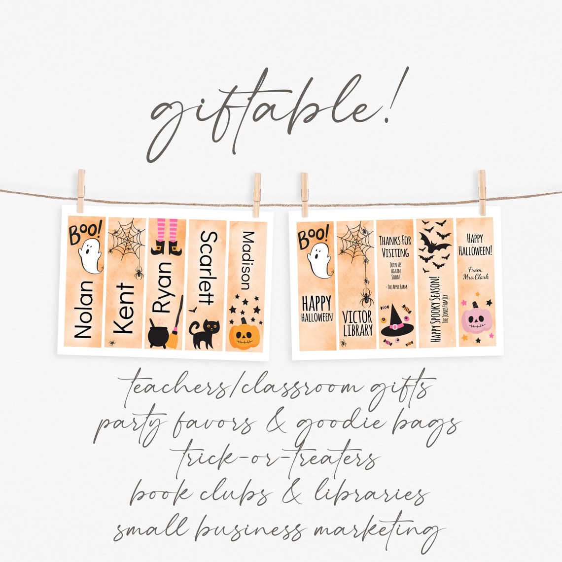 Editable Halloween Bookmark Template 2x7in Printable - Etsy