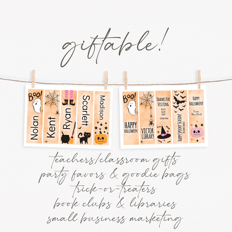 Editable Halloween Bookmark Template 2x7in Printable - Etsy