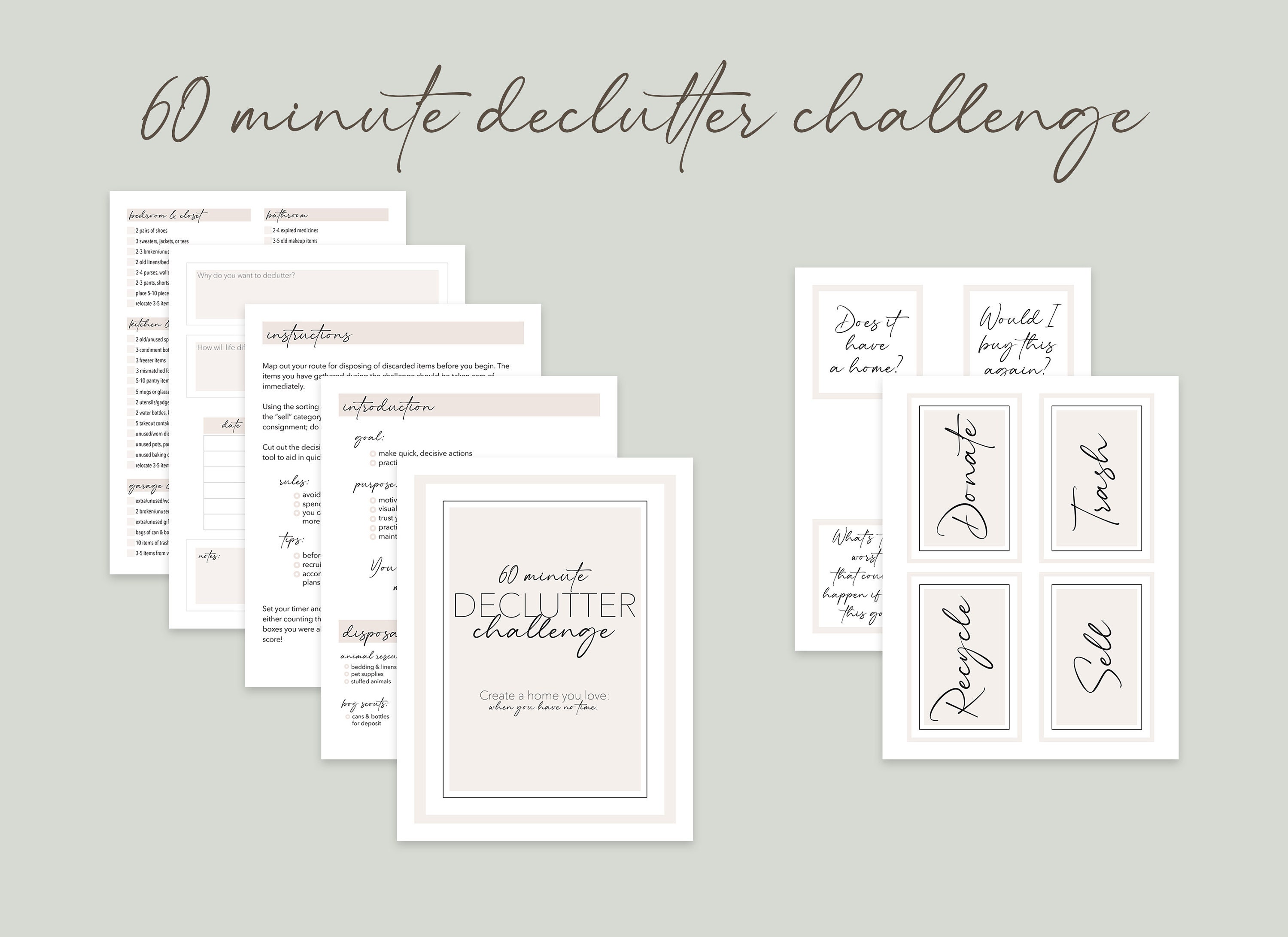 Printable 60 Minute Declutter Checklist Challenge | Minimalism ...