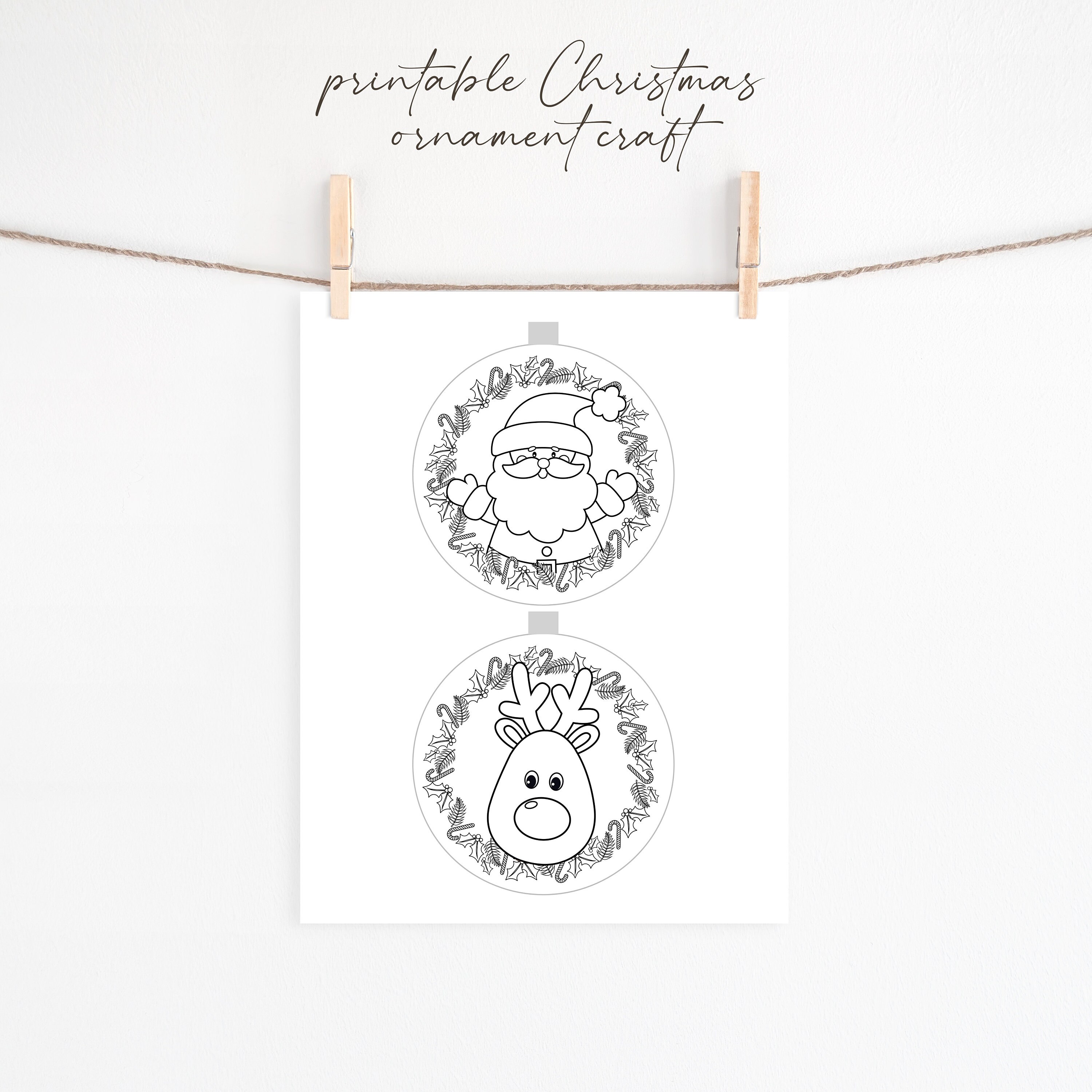 Printable Coloring Christmas Ornament Craft for Kids - Etsy