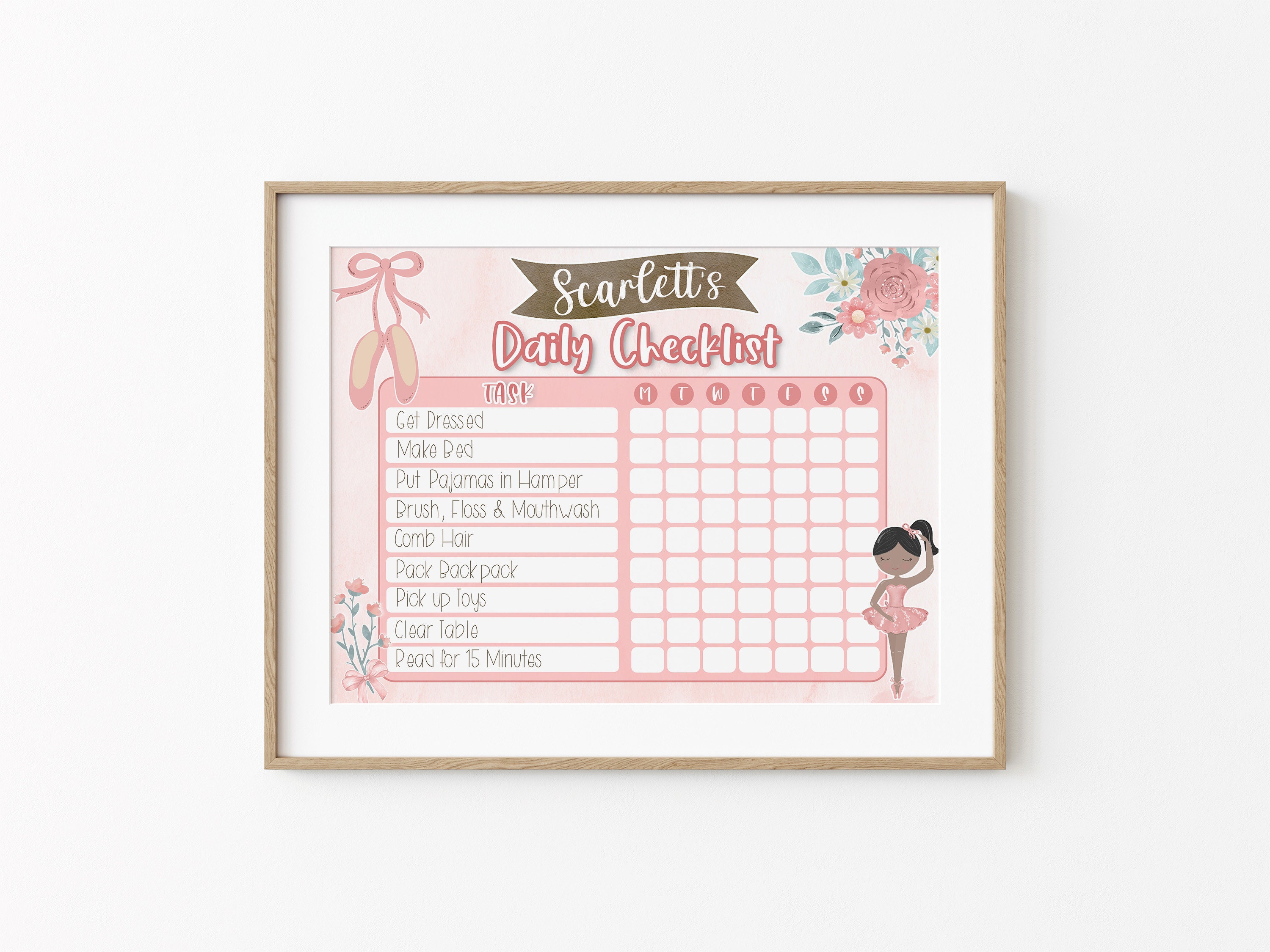 Personalized Editable Kids' Chore Chart Checklist Template | Black ...