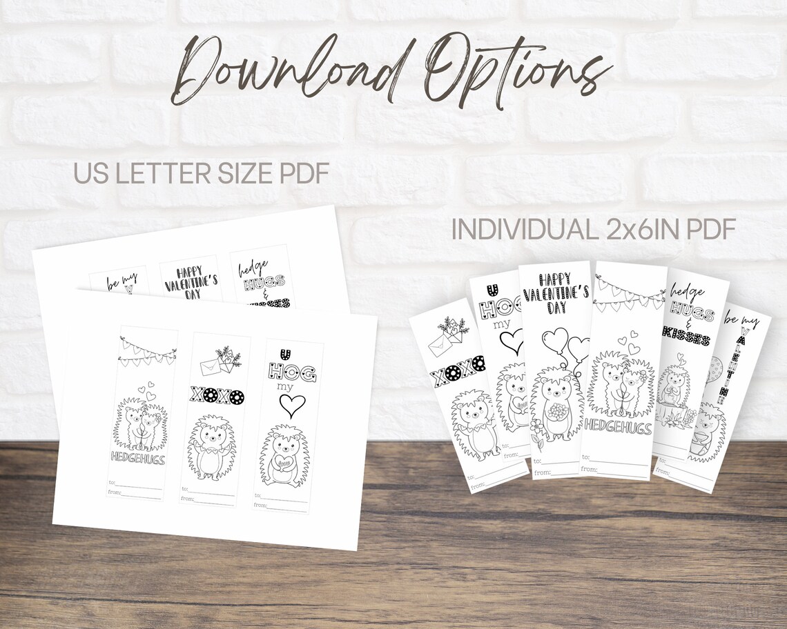 Printable Hedgehog Valentine’s Day Coloring Bookmarks | Kids’ Valentine ...