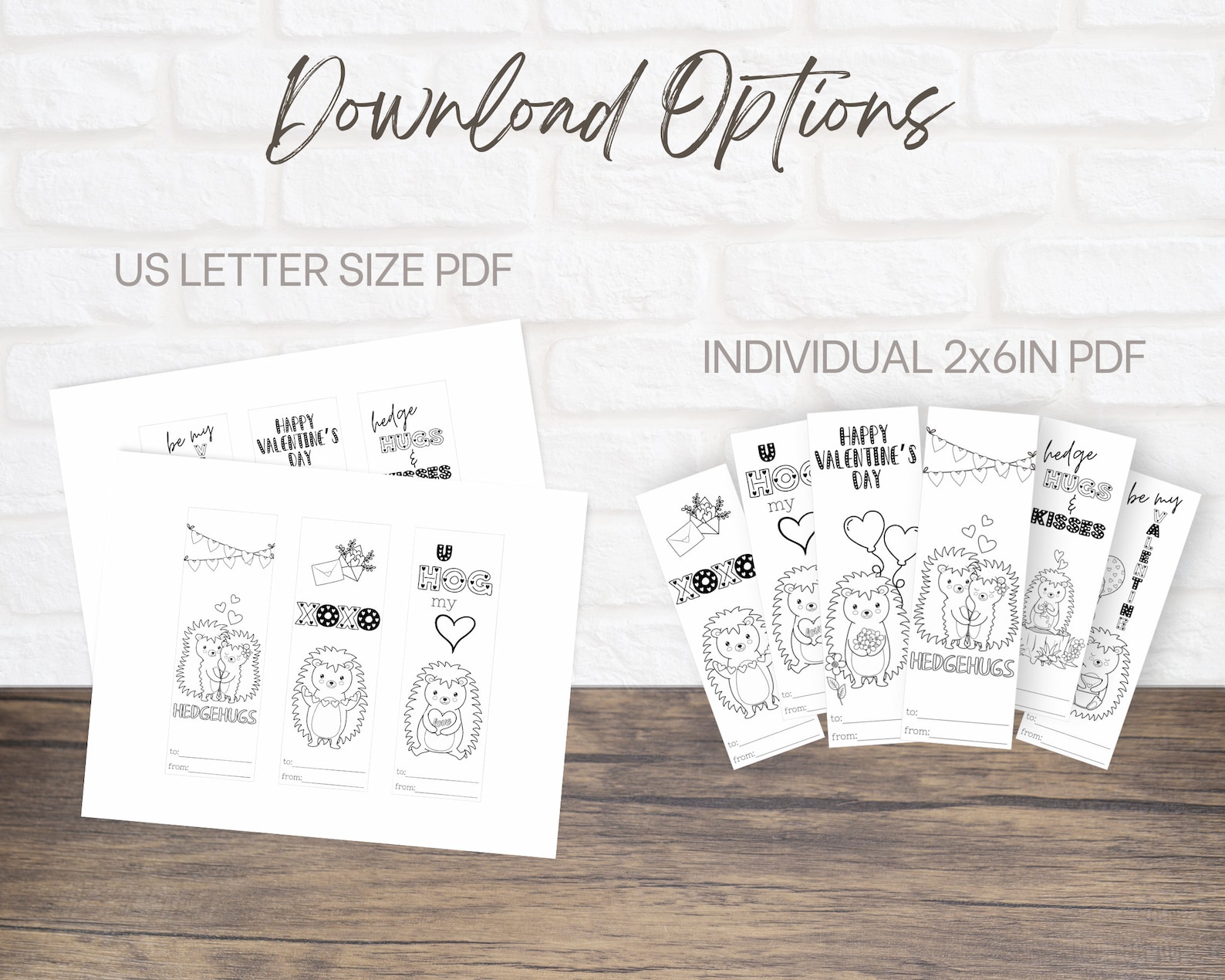 Printable Hedgehog Valentine’s Day Coloring Bookmarks | Kids’ Valentine ...