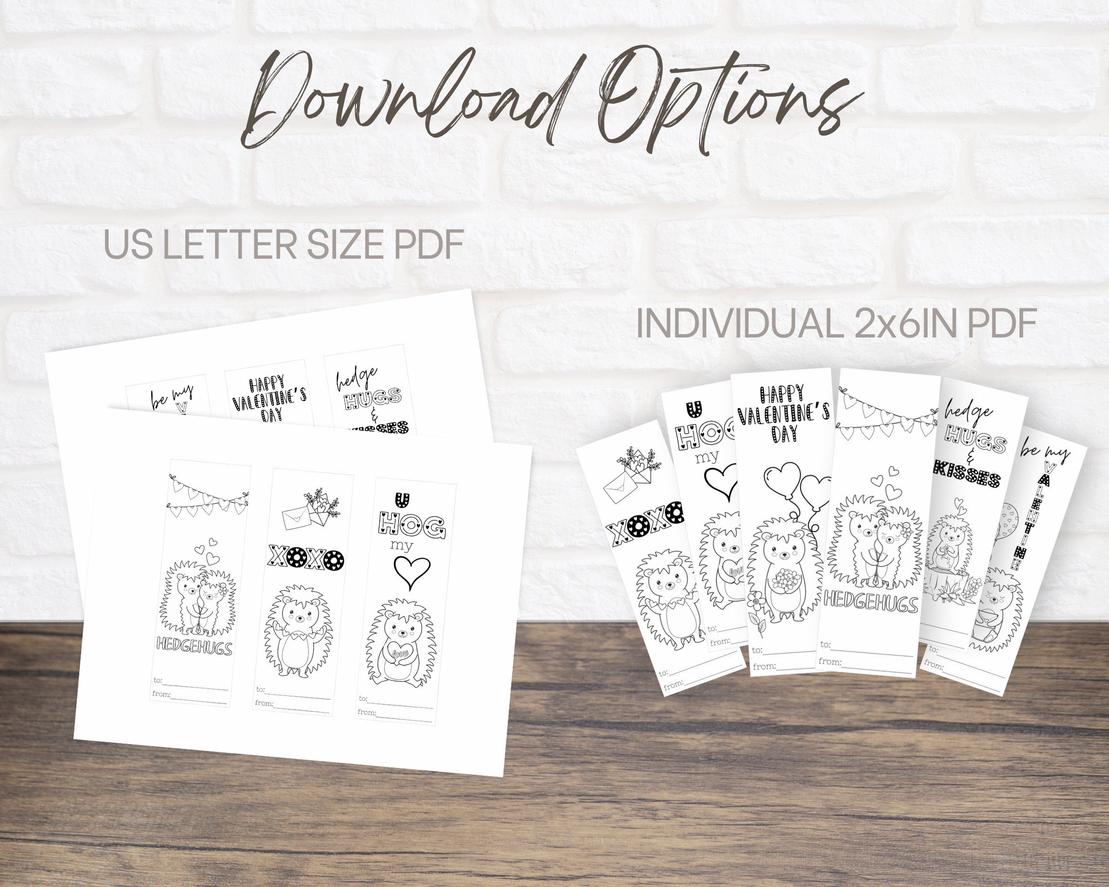 Printable Hedgehog Valentine’s Day Coloring Bookmarks | Kids’ Valentine ...