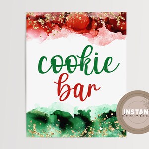Printable Christmas Party Sign | Cookie Bar Buffet | 8x10 Watercolor ...