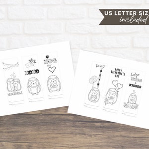 Printable Hedgehog Valentine’s Day Coloring Bookmarks | Kids’ Valentine ...