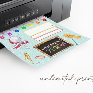 Printable Music Instrument Practice Log Chart Sheet | Band & Orchestra ...