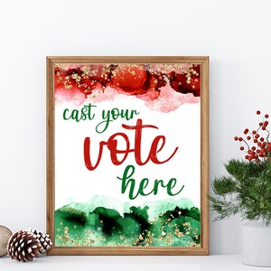 Printable Christmas Party Sign | Voting Booth | Cast Your Vote Here ...