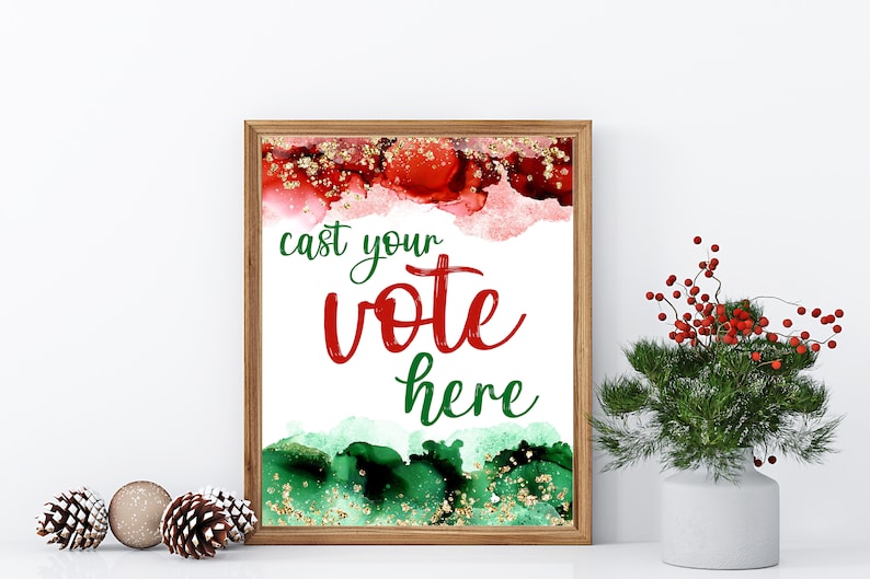 Printable Christmas Party Sign | Voting Booth | Cast Your Vote Here ...