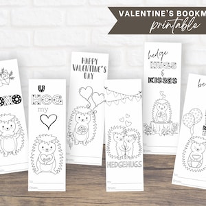 Printable Hedgehog Valentine’s Day Coloring Bookmarks | Kids’ Valentine ...