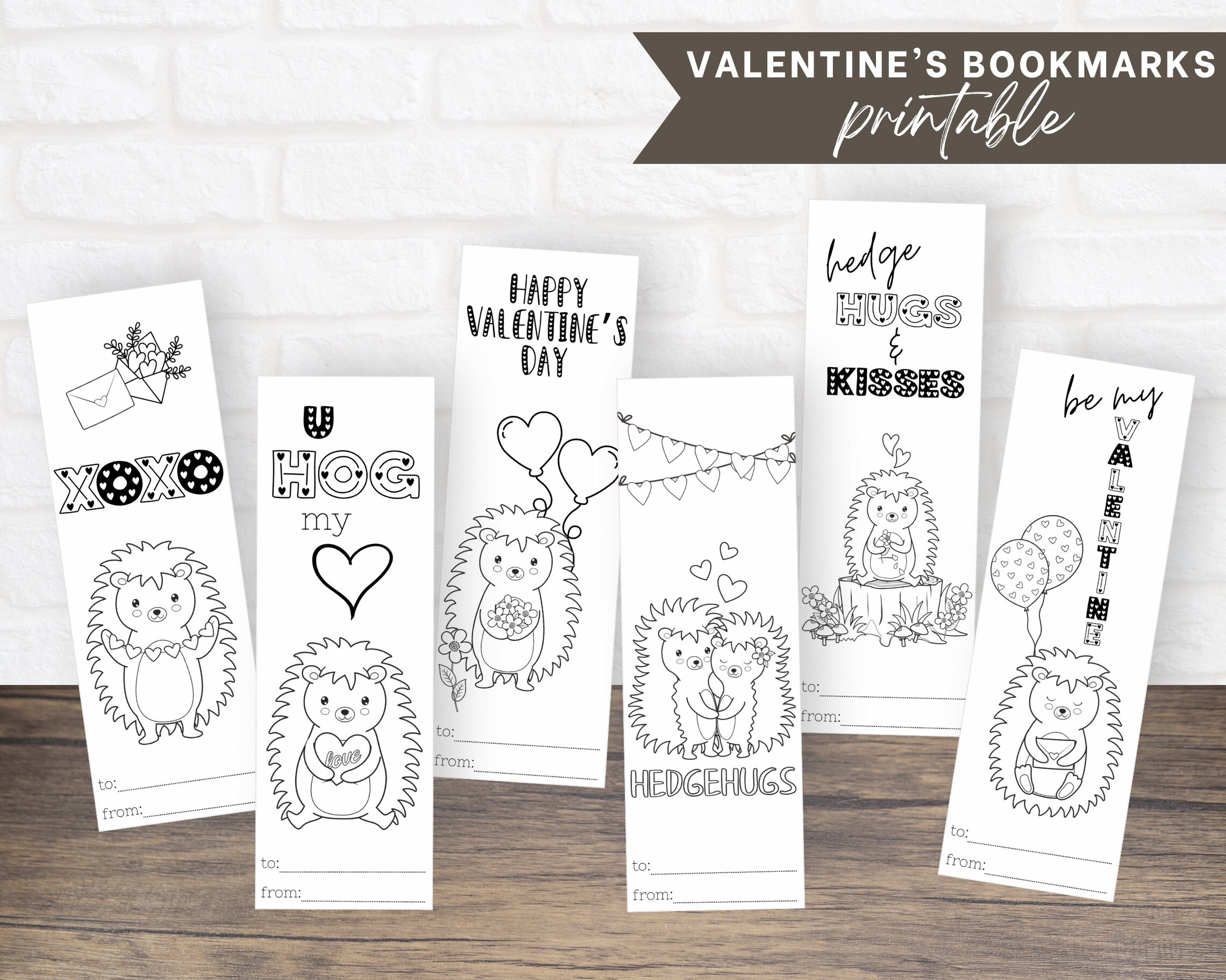 Printable Hedgehog Valentine’s Day Coloring Bookmarks | Kids’ Valentine ...