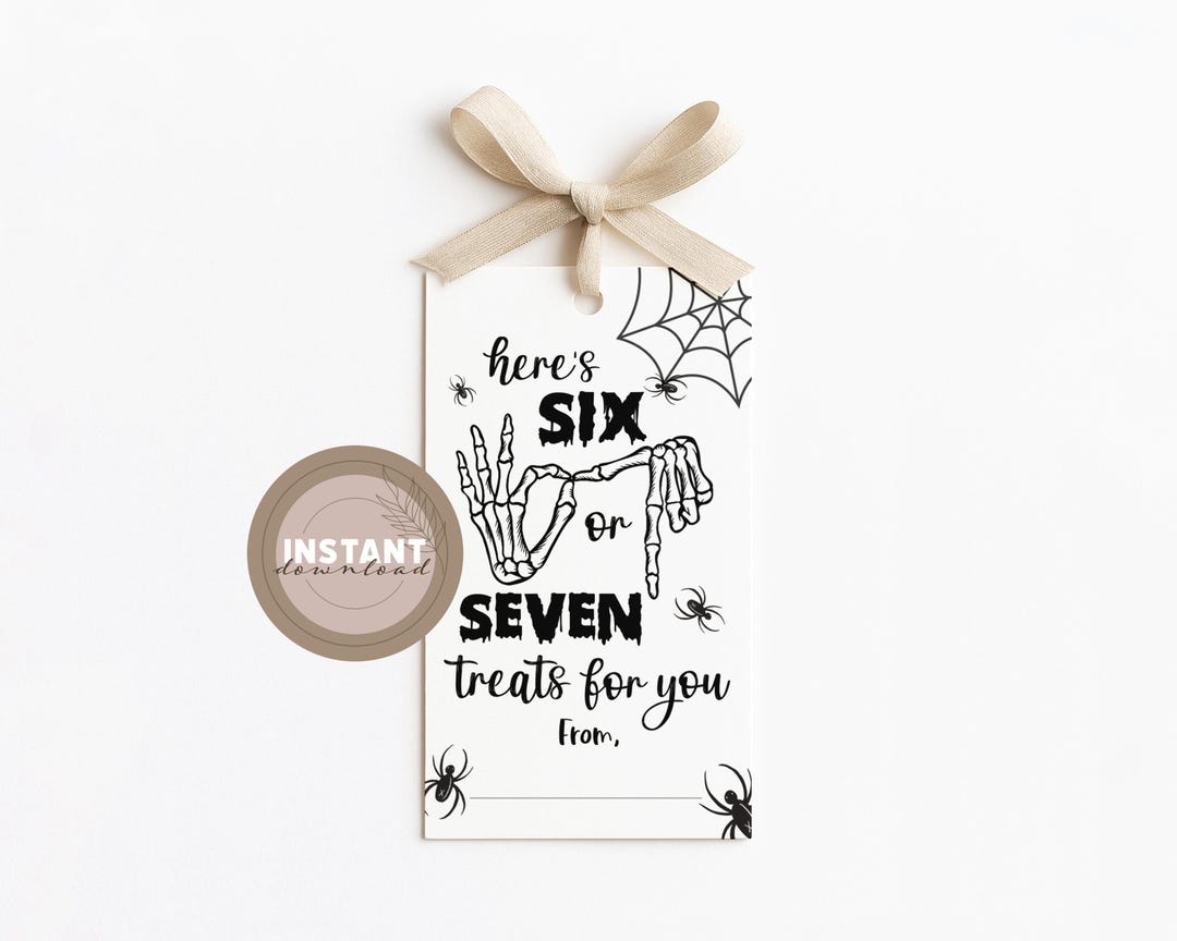 Six Seven 6 7 Printable Digital Halloween Gift Favor Tag - Etsy Canada