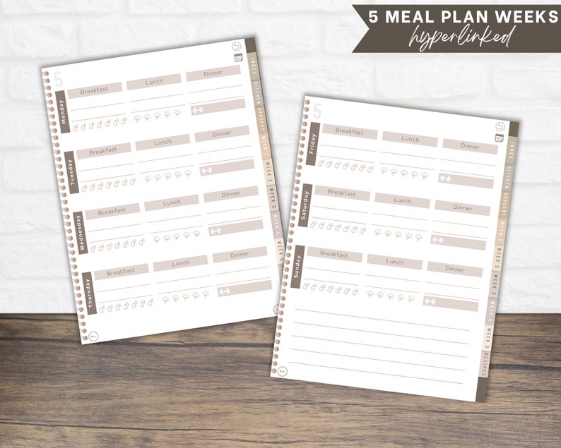 Digital Meal Planner Calendar | Hyperlinked Interactive PDF | Goodnotes ...