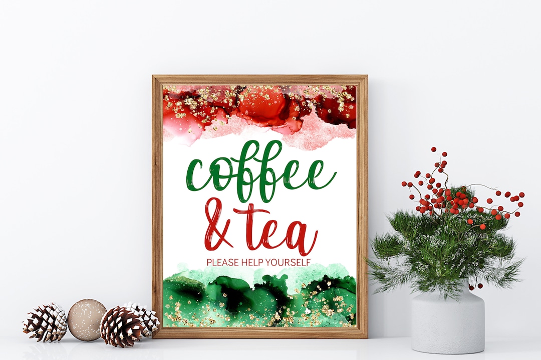 Printable Christmas Party Sign | Beverages | Coffee and Tea | 8x10 ...