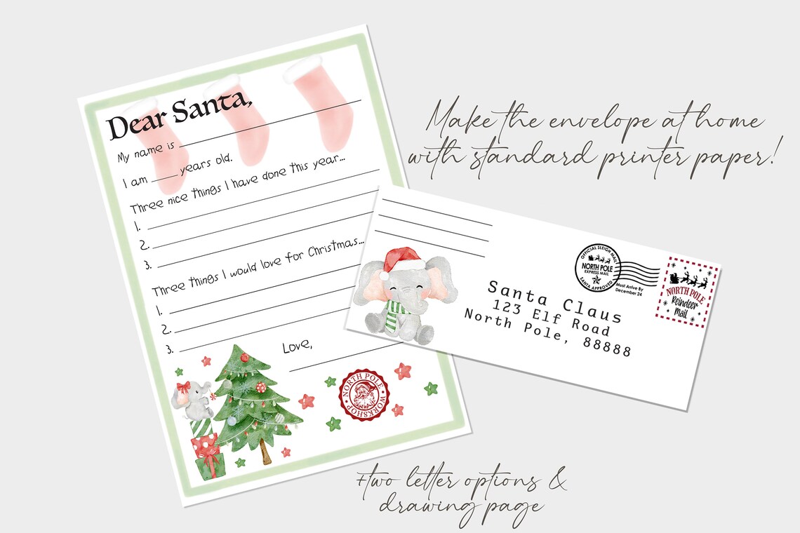 Letter to Santa Kit Printable - Etsy