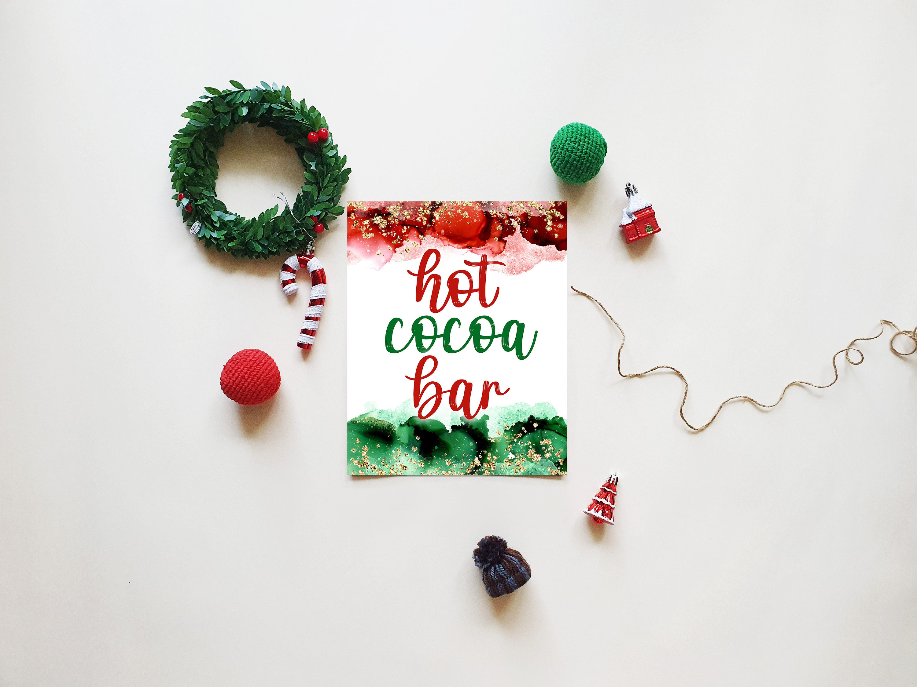 Printable Christmas Party Sign | Hot Cocoa Bar | 8x10 Watercolor ...