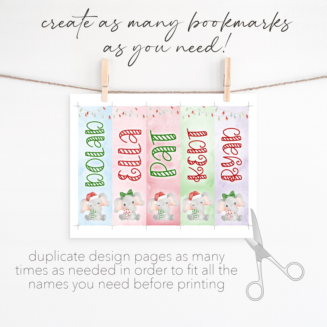 Editable Christmas Bookmark Template 2x7in Printable - Etsy