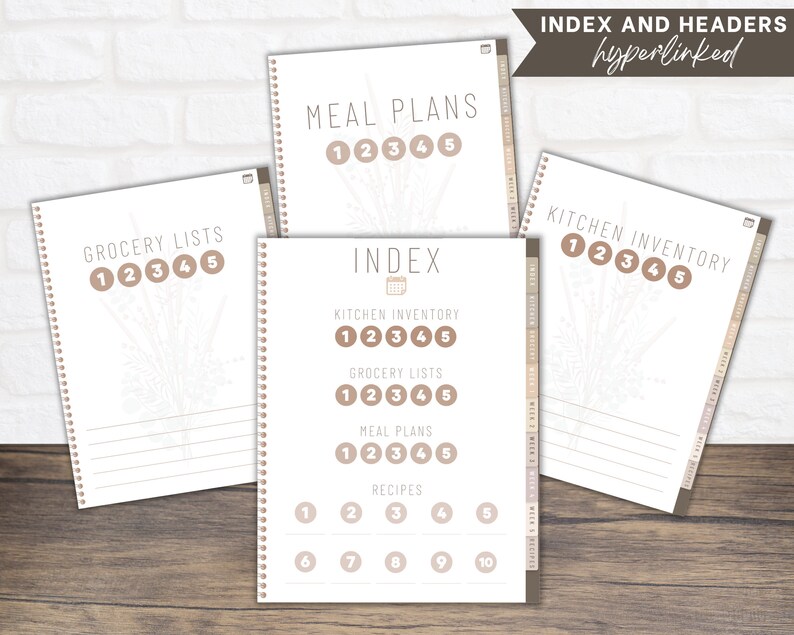 Digital Meal Planner Calendar | Hyperlinked Interactive PDF | Goodnotes ...