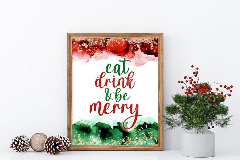 Printable Christmas Party Sign | Eat Drink and Be Merry | 8x10 ...