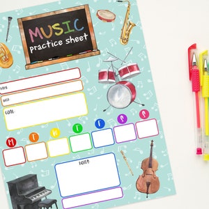 Printable Music Instrument Practice Log Chart Sheet | Band & Orchestra ...
