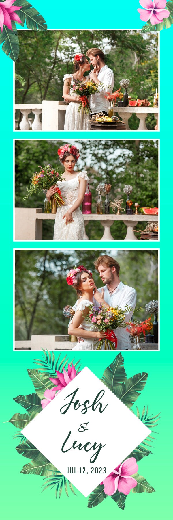 Tropical Summer Wedding Strip Photo Booth Template. PSD, PNG, (font ...