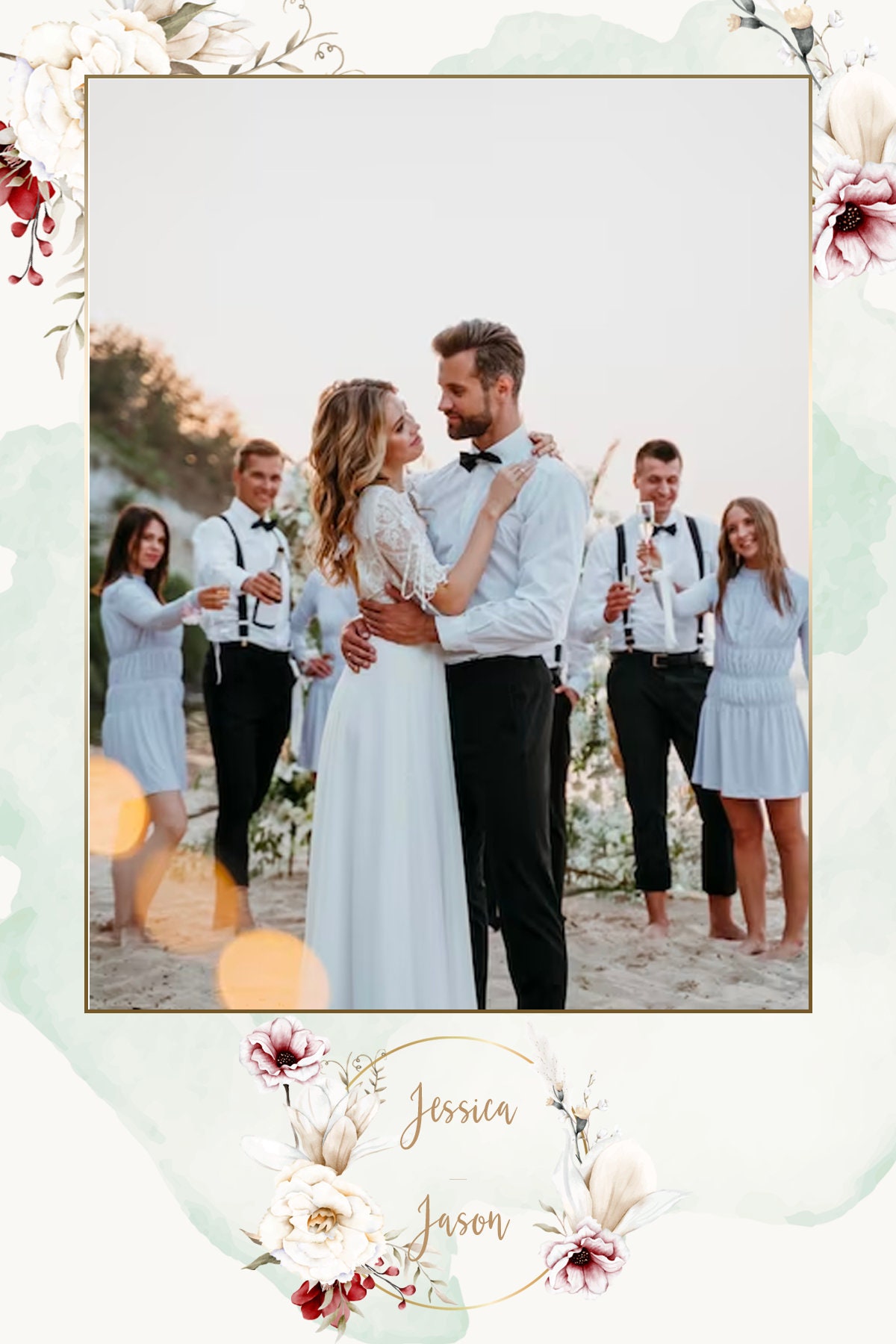 Boho Floral Wedding Photo Booth Template, PSD PNG JPG, Wedding Photo ...