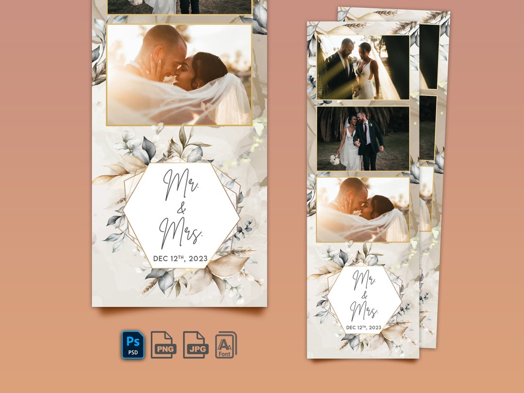 Vintage Photo Booth Strip 2x6, Boho Photo Booth Strip 2x6, Photo Booth ...