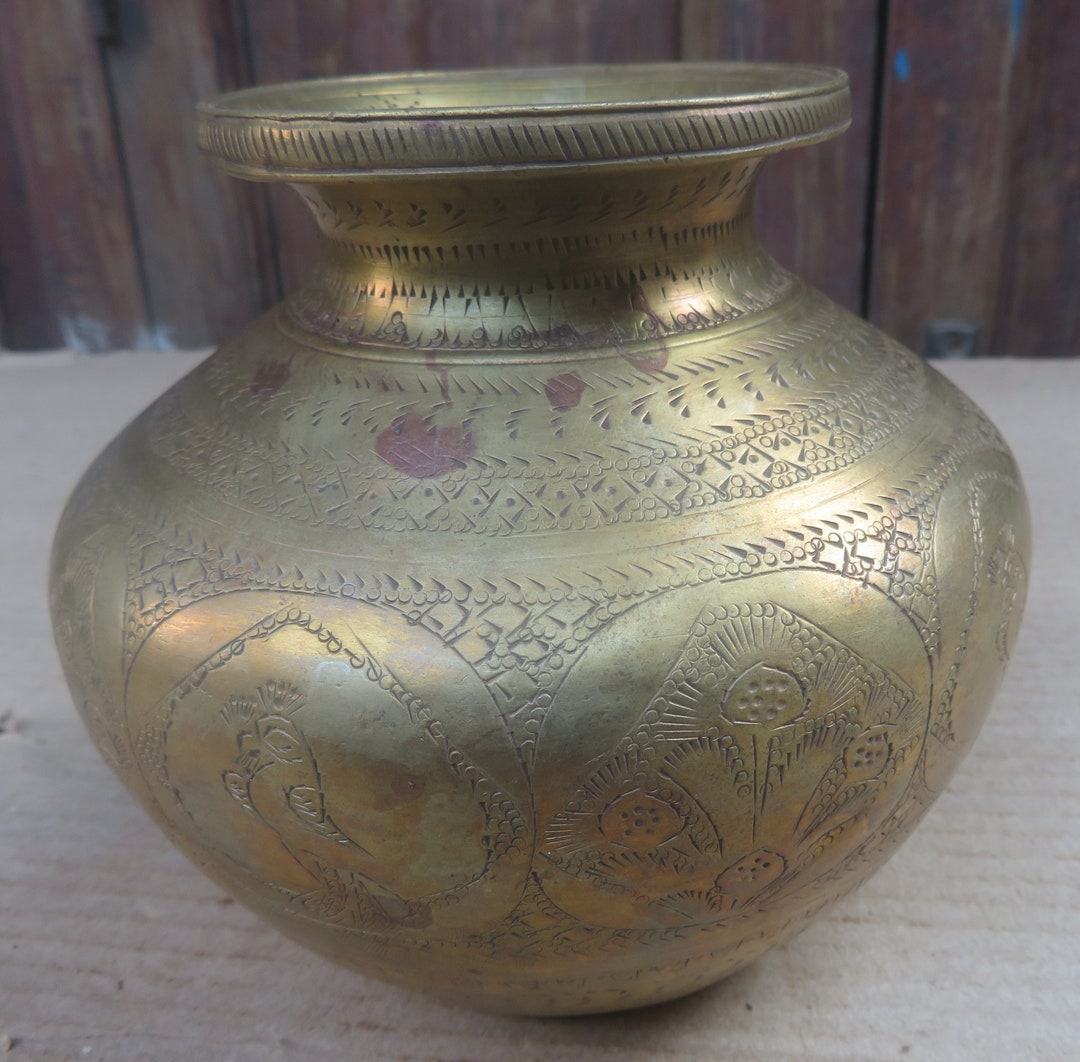 Vintage Brass Pot, Planter Lotta, Holy Water Storage, Garden Home ...