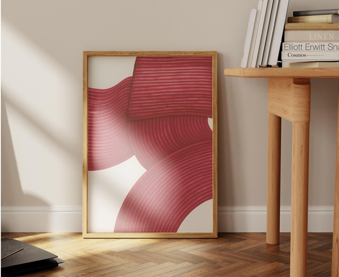 Minimalistic Printed Poster Linear Art Deep Burgundy Matte Poster ...