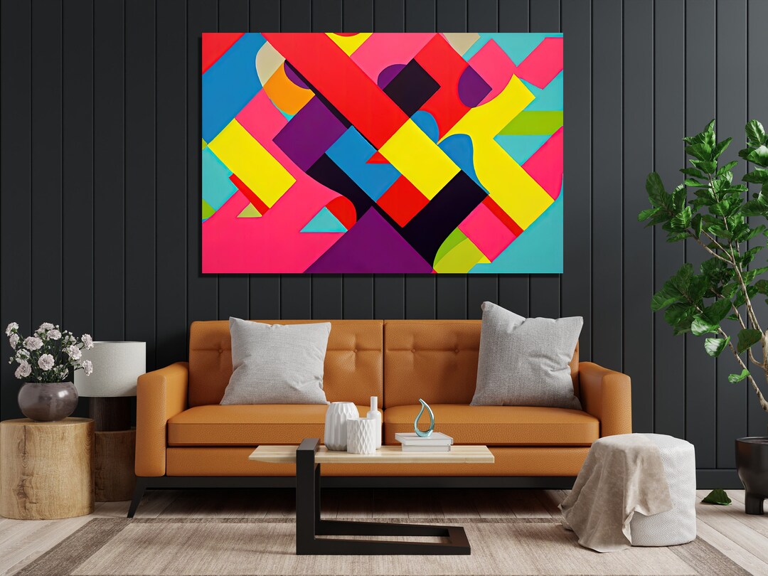 Pop Art Painting, Neon Pop Art, Colorful Living Room Print, Bright ...