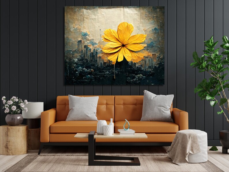 Sunflower Art Print, Abstract Flower Art, Modern Sunflower Decor ...