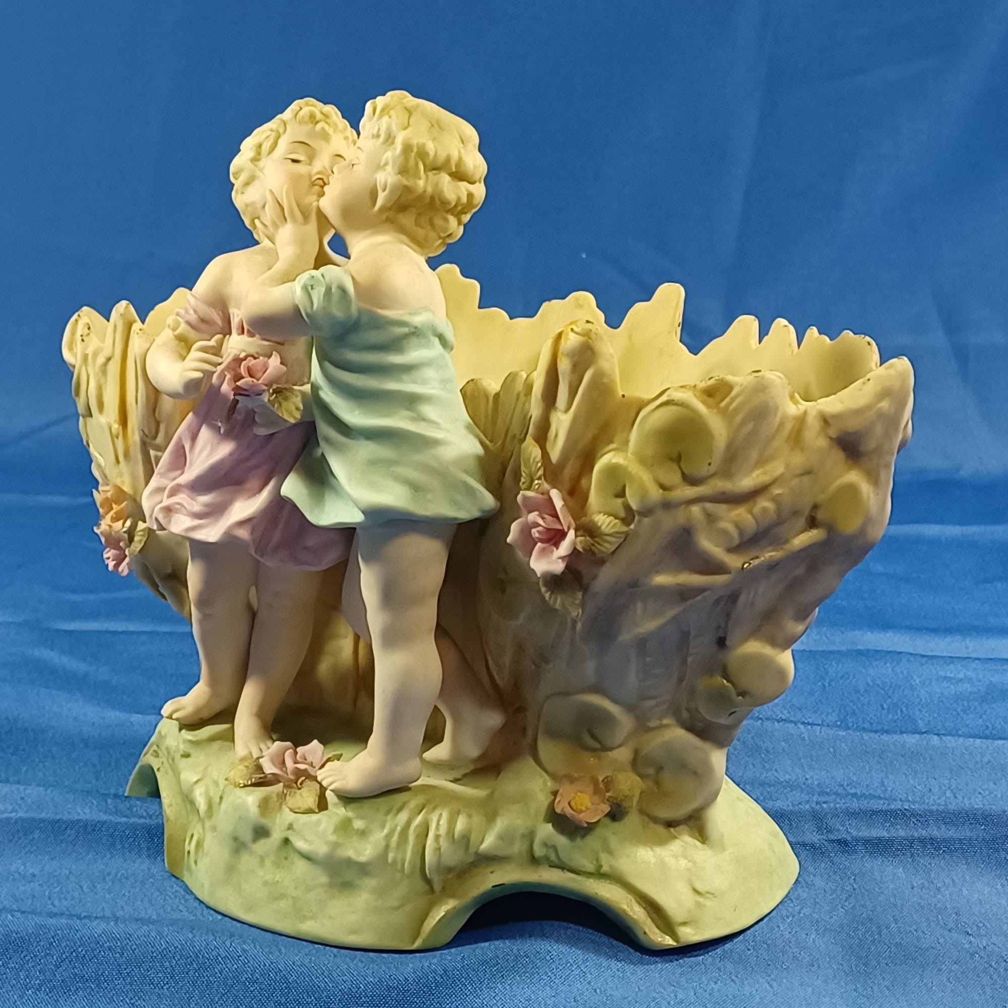 Antique Kissing Babies German Kalk Porcelain Bisque Jardiniere Planter ...