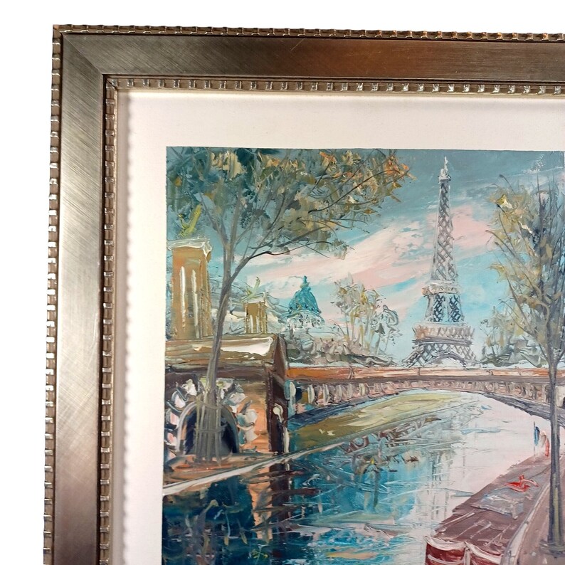 Tasko Kordalov Paris France Eiffel Tower Canal Saint Martin Original Oil on Canvas Painting ...