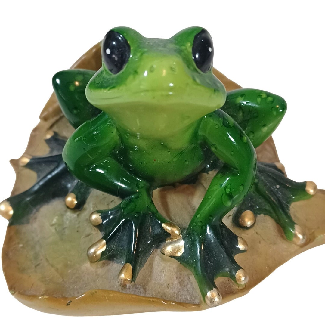 Vintage Green & Gold Tree Frog on a Lily Pad Leaf Ceramic - Etsy