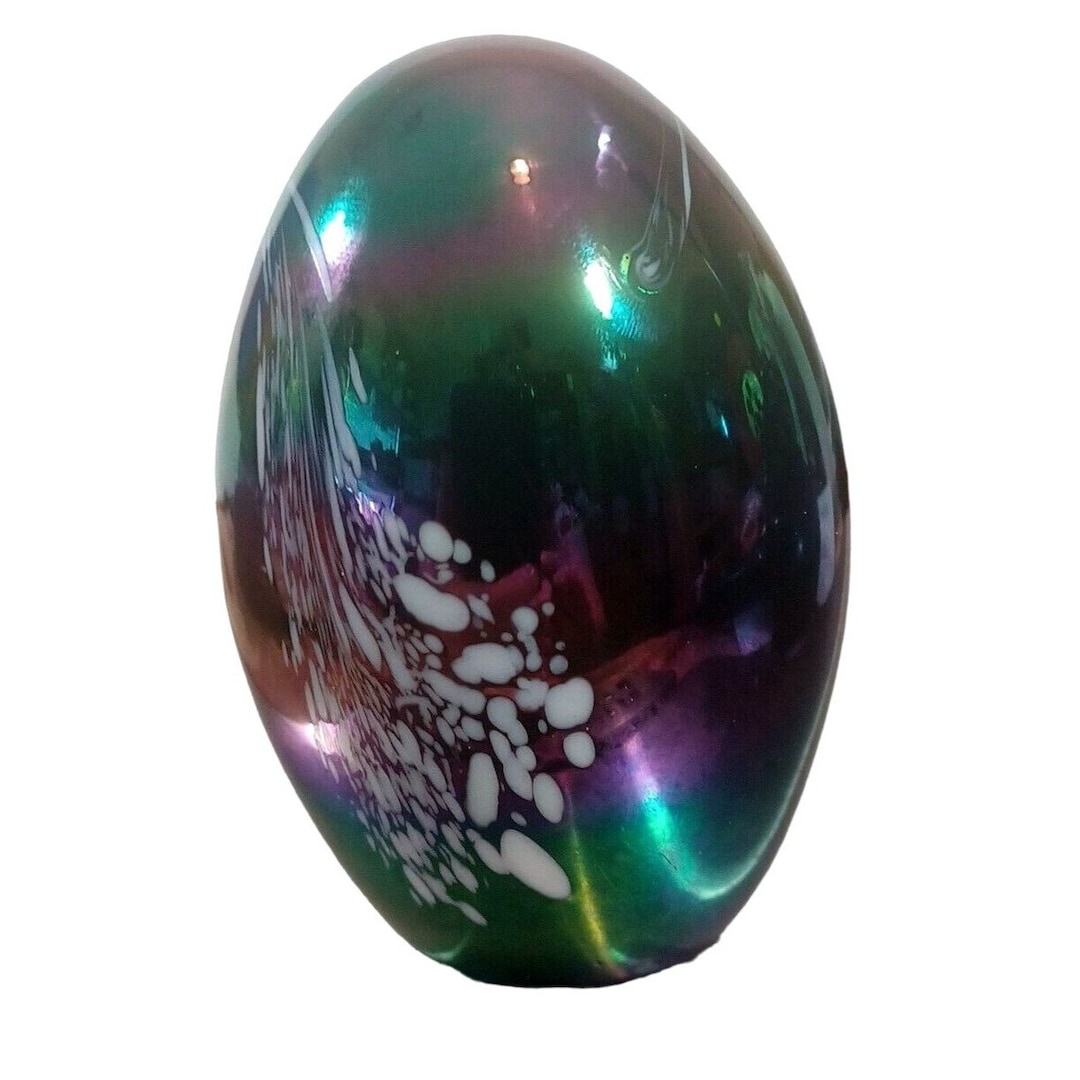 Mt. St. Helens Ash MSH Large Art Glass Paperweight Purple Green ...