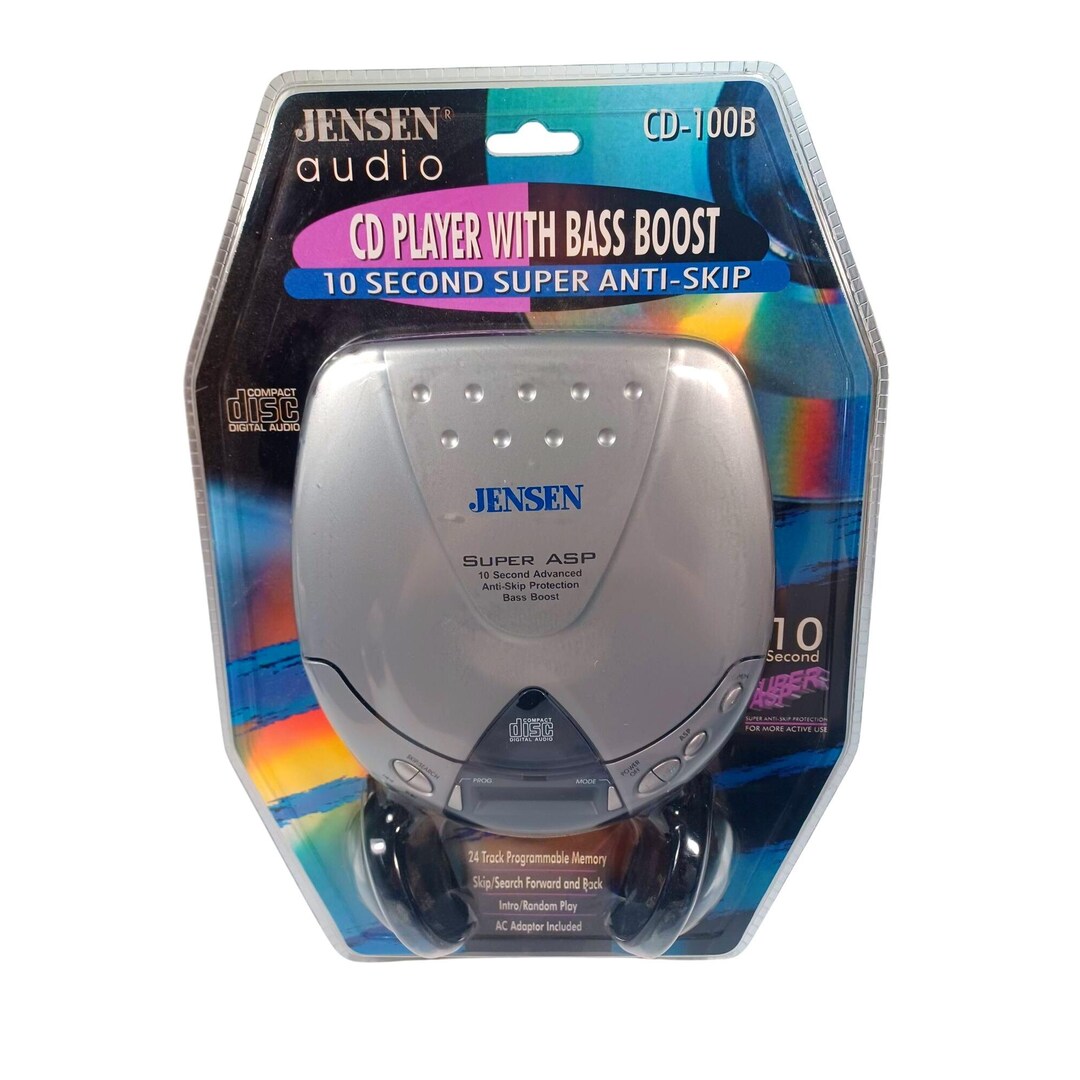 NEW Jensen CD-100B Portable CD Player With Bass Boost & Headphones ...