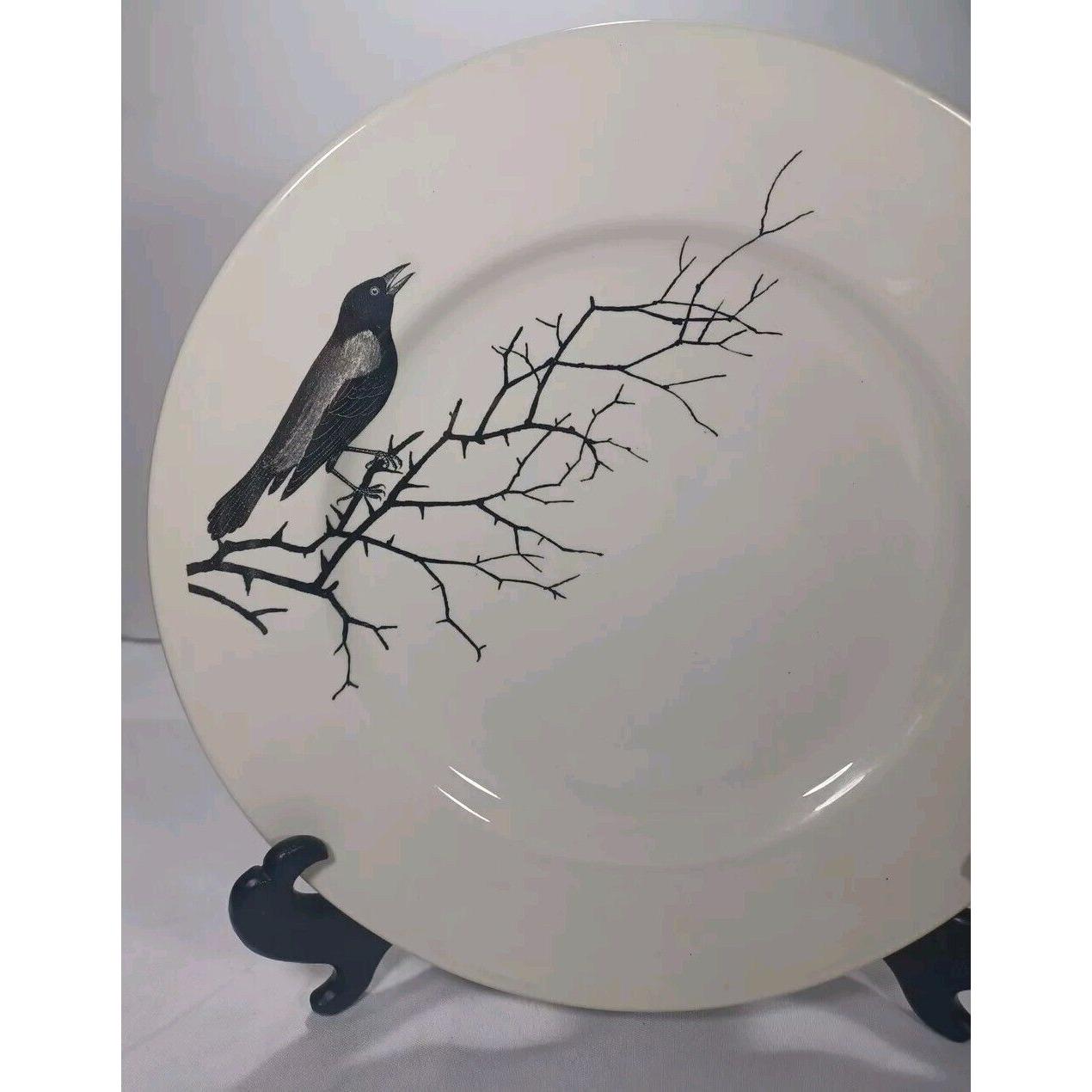 Gothic THE CROW RAVEN Edward Challinor Victorian English Pottery Plate ...